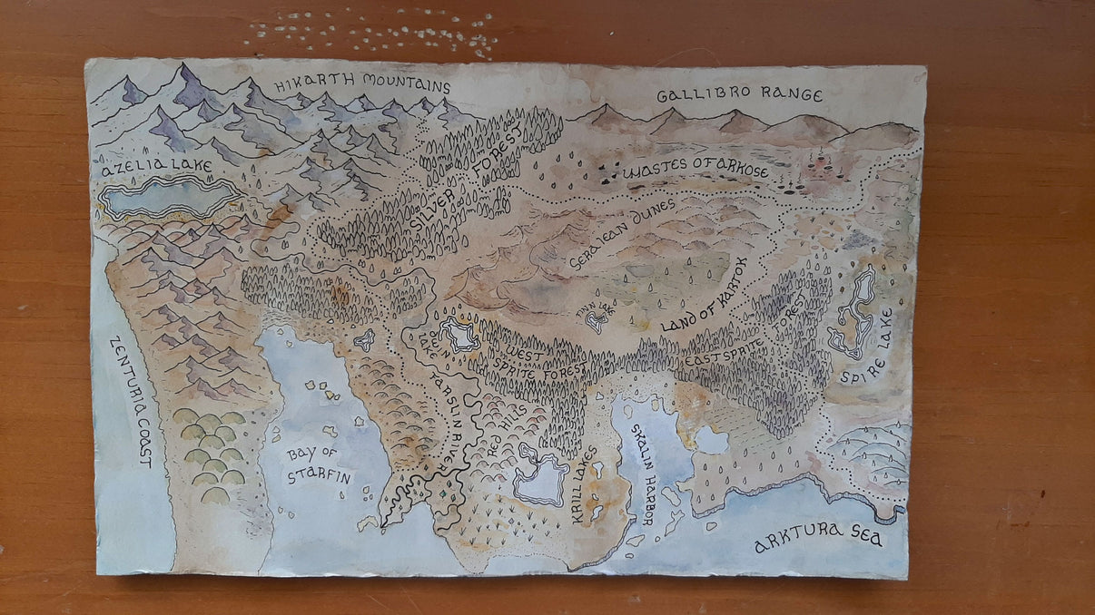 Handmade Fantasy Map - Pen and Watercolor Original – Maps of the Wild