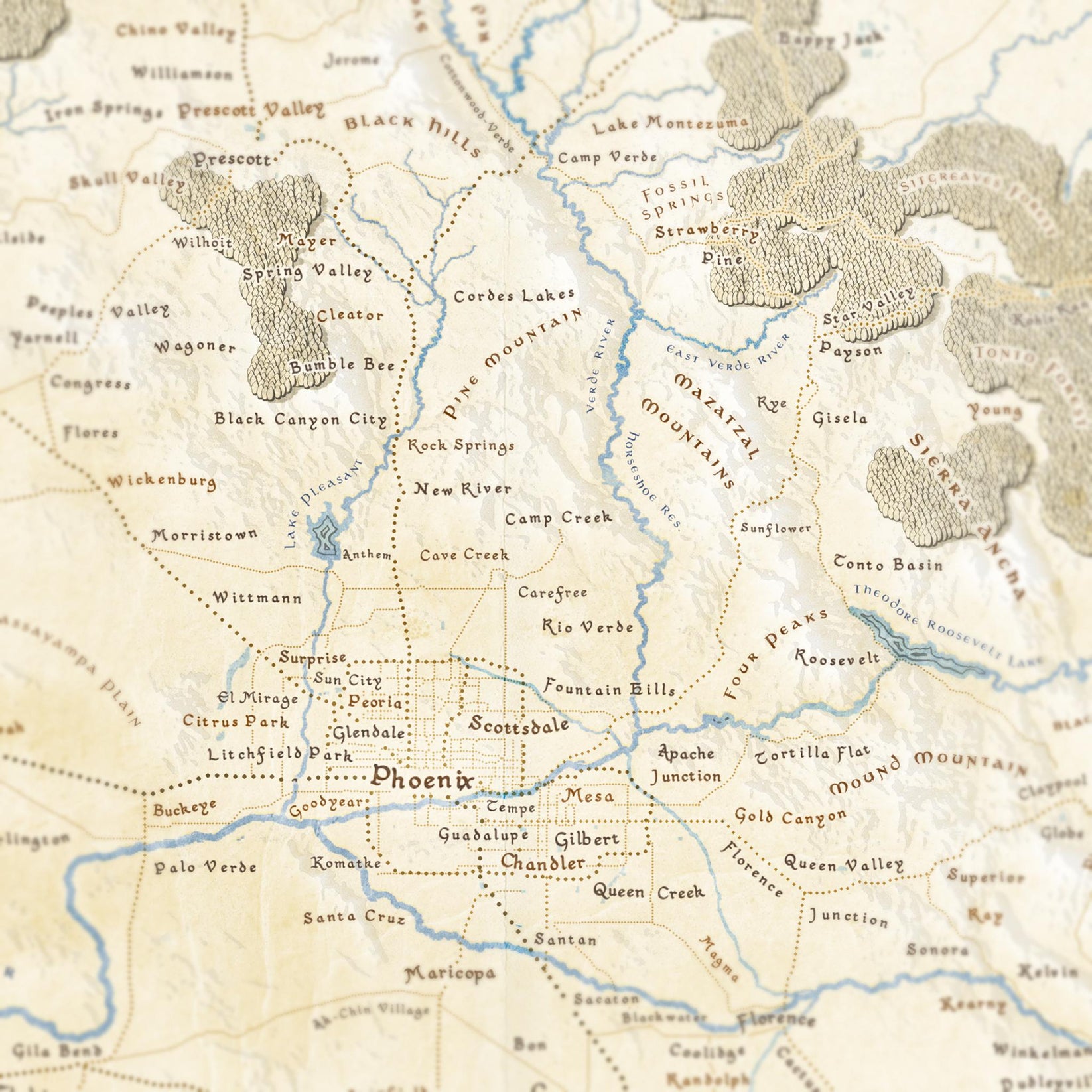 Arizona Fantasy Map Print – Maps of the Wild